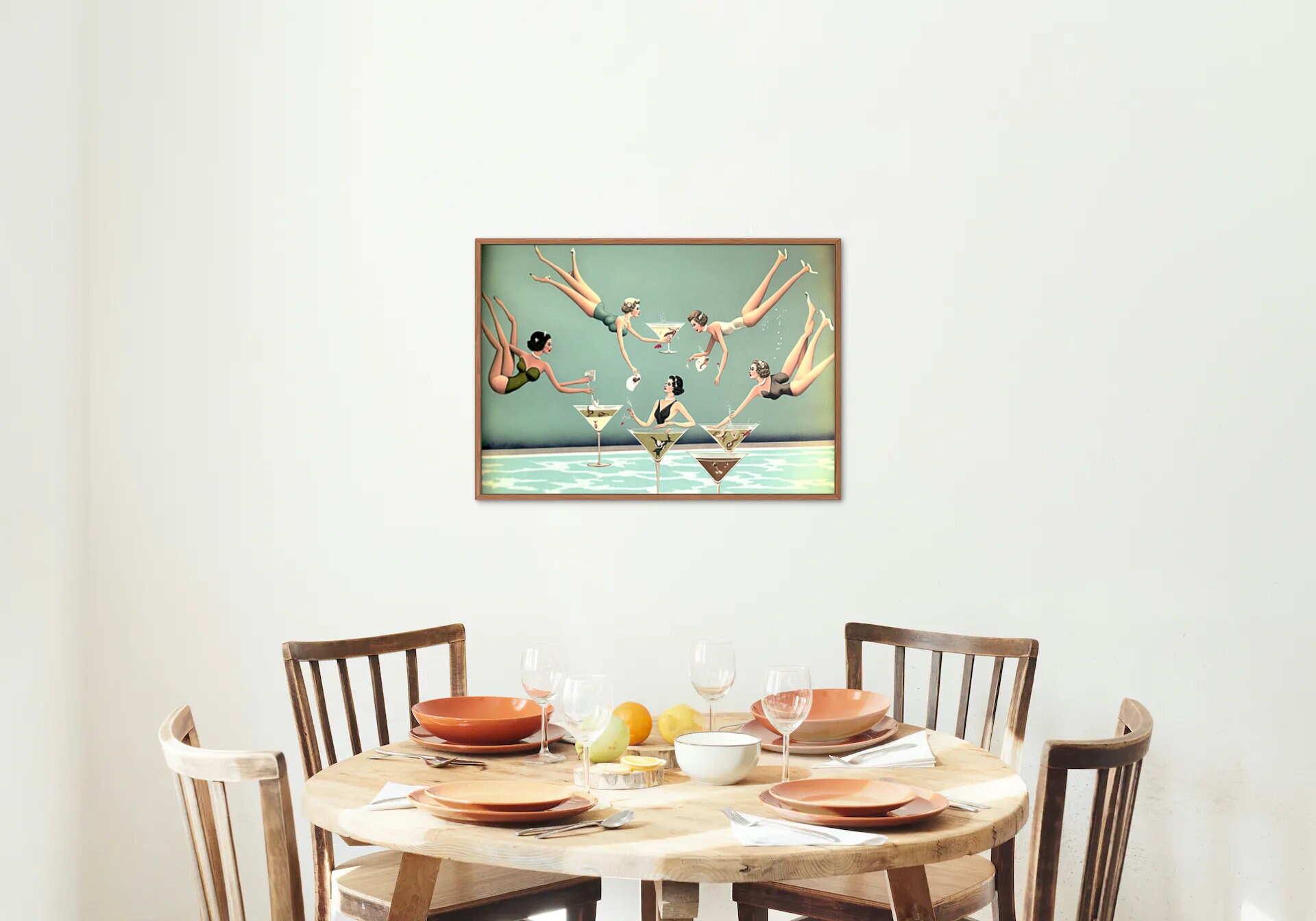 Vintage-inspired Woman Diving Into Martini Glass Digital - Etsy