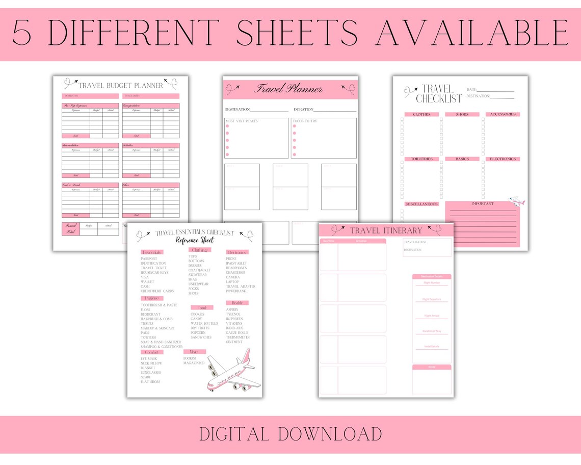 Pink Travel Guide Travel Checklist Travel Planner Travel Itinerary ...