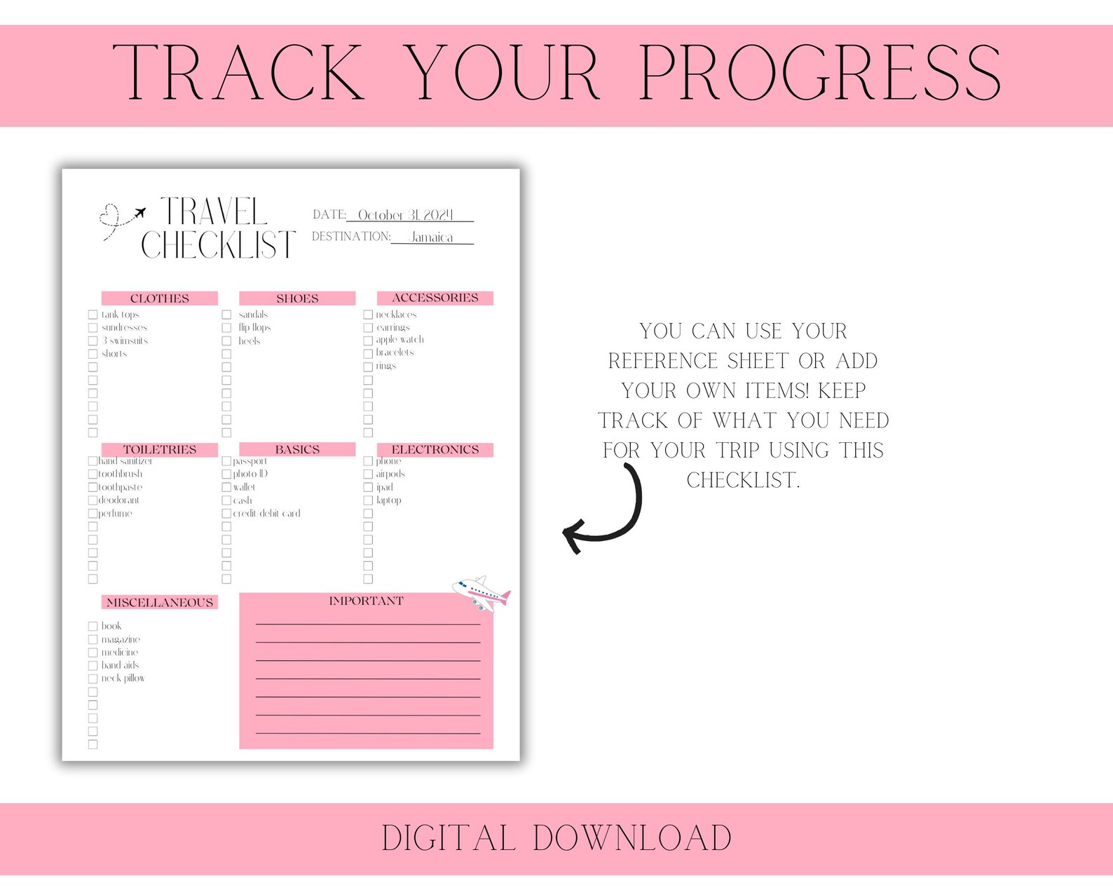 Pink Travel Guide | Travel Checklist | Travel Planner | Travel ...