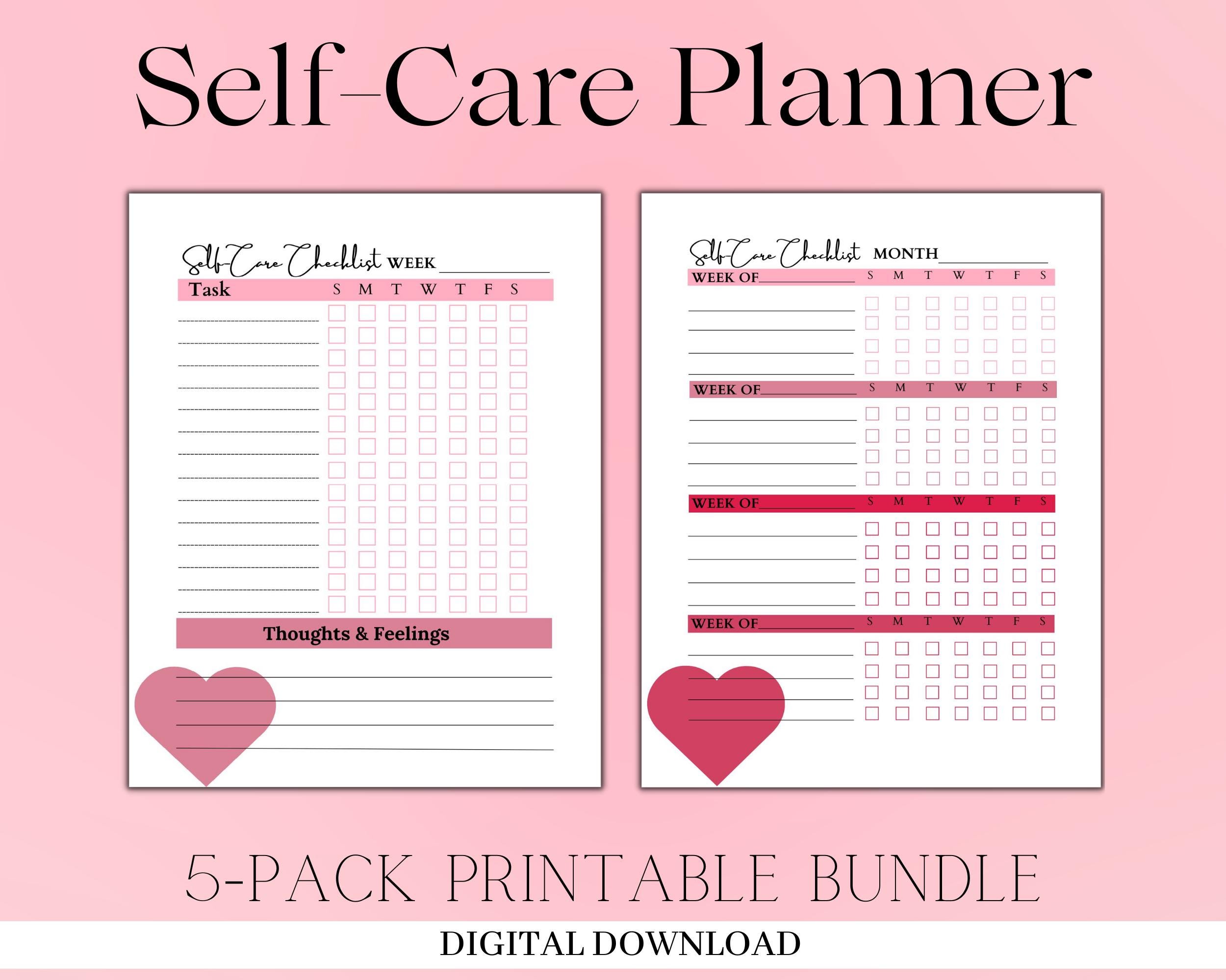 Self-care Planner Checklist for Mental Health & Stability, Daily Self ...