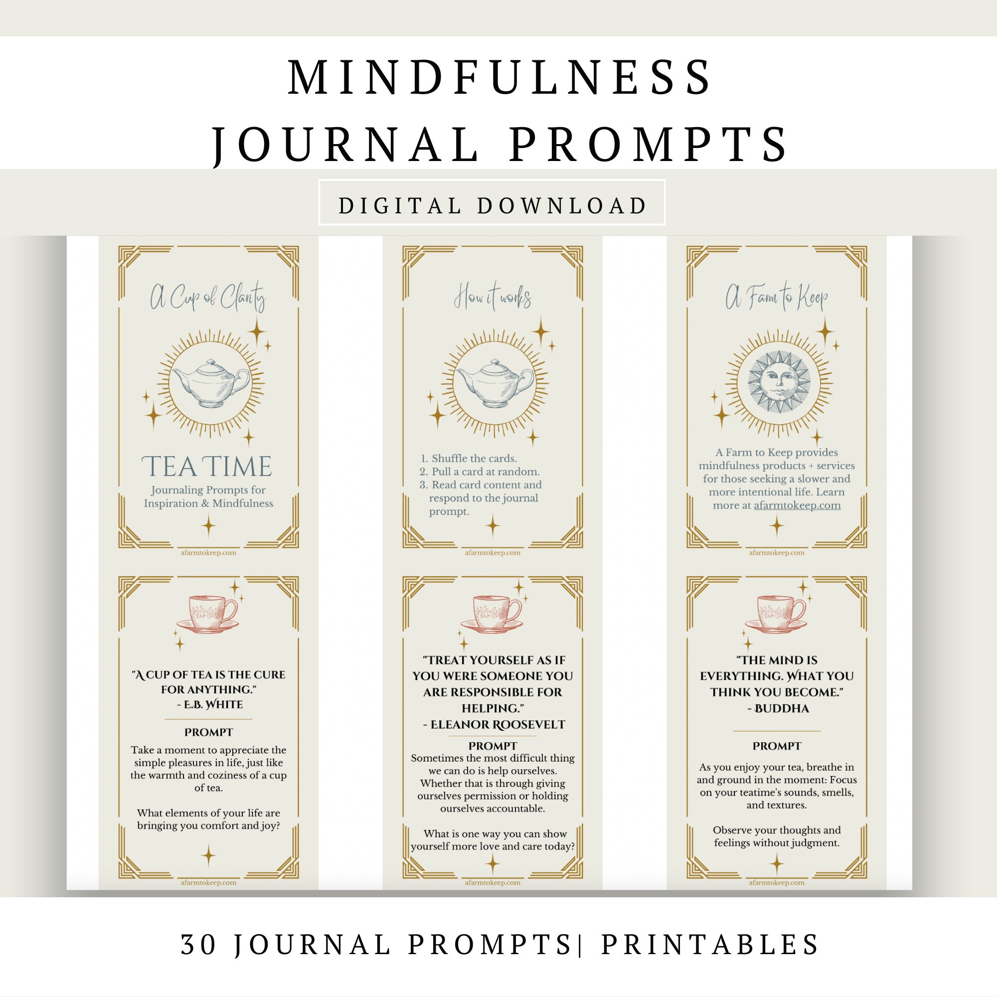 Printable Mindfulness Journal Prompt Tarot Cards, Daily Journal, Daily ...