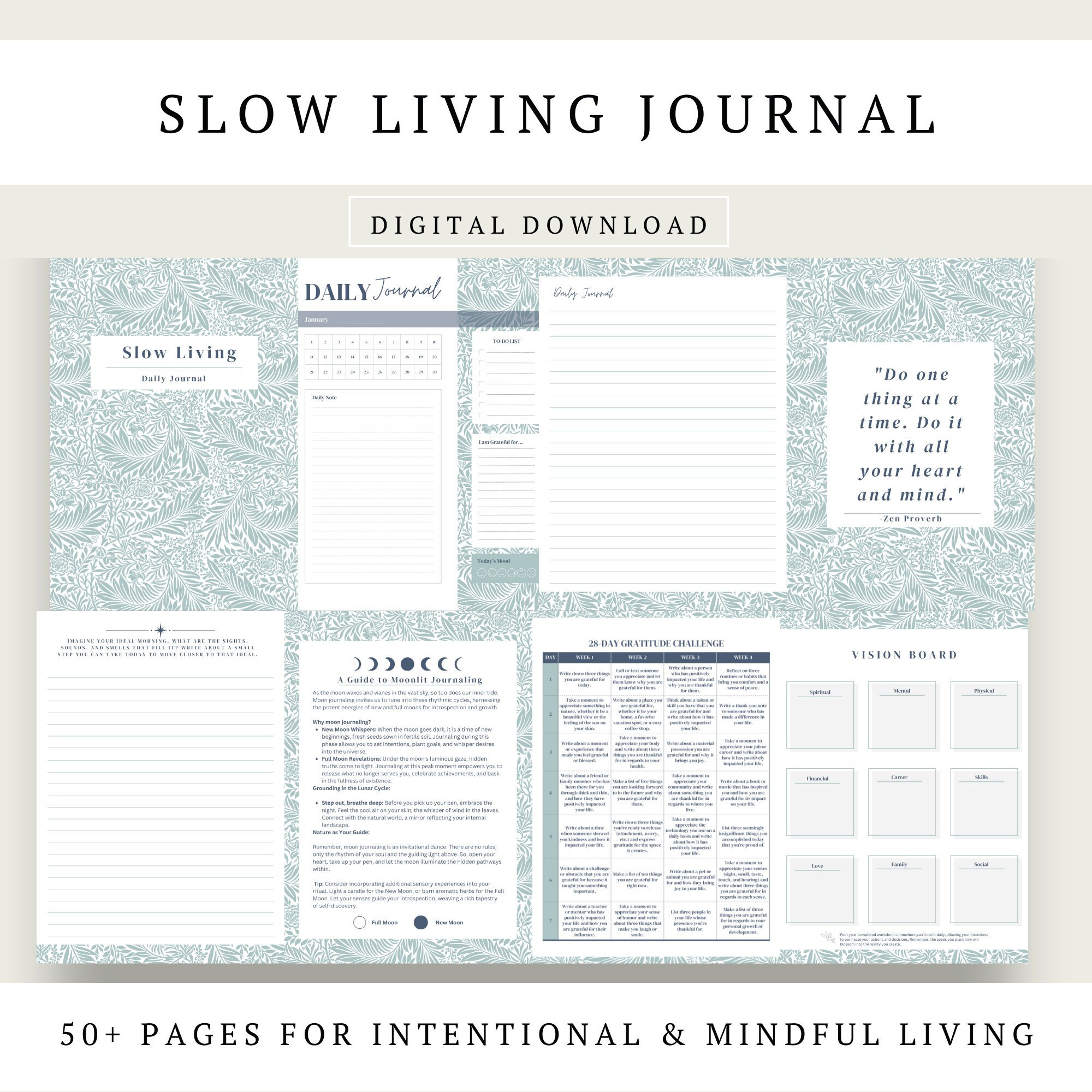 Slow Living Journal, Printable Digital Download, Simple Living ...