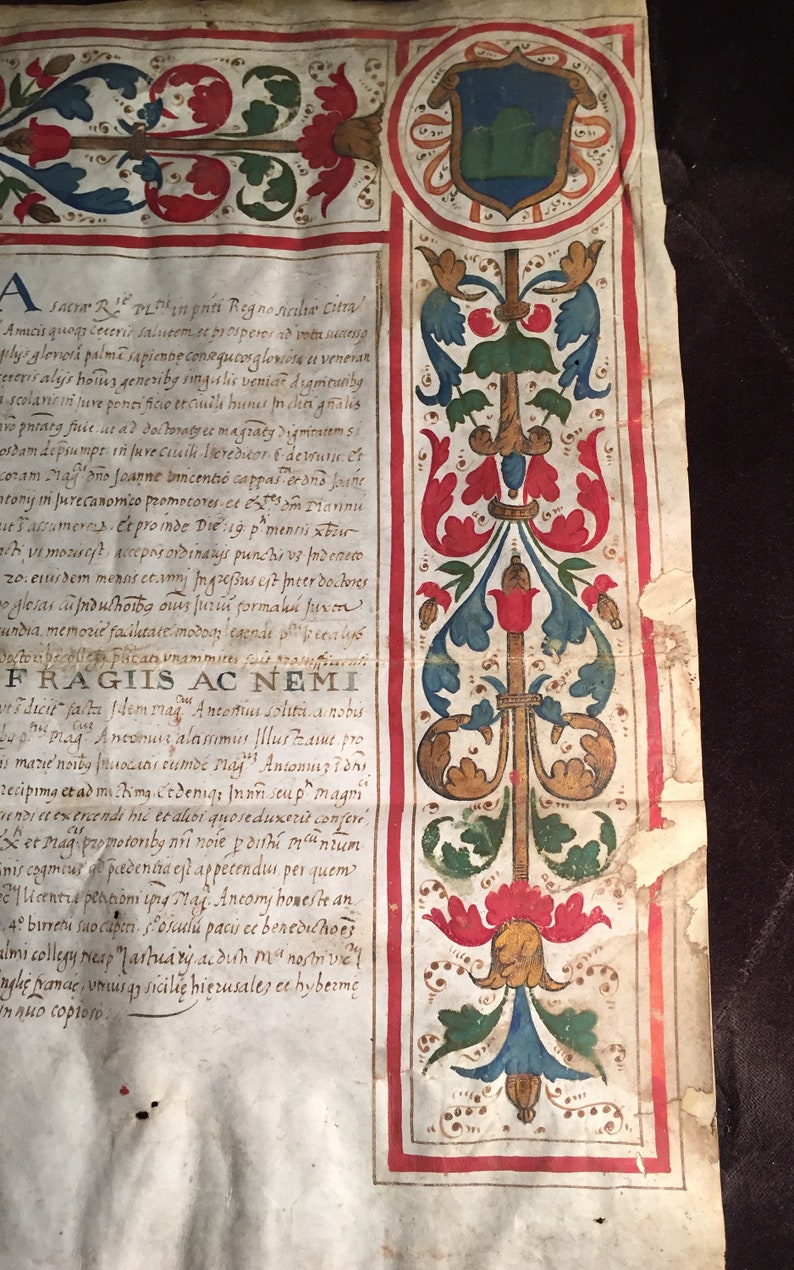 Medieval Illuminated Manuscript Dated 1557 Hand Painted With Gold Leaf ...