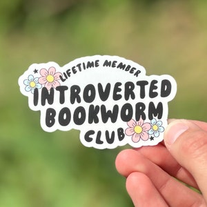 Introverted Bookworm Club Sticker, Reading Sticker, Cute Bookish ...