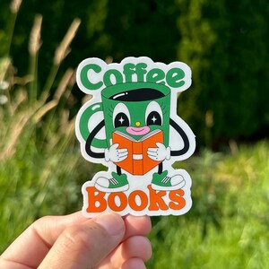 Coffee and Books Sticker, Reading Sticker, Cute Bookish Sticker, Book ...