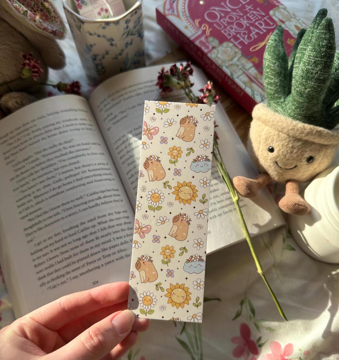Spring Capybara Bookmark – Cute Pastel Floral Bookmark, Cozycore ...