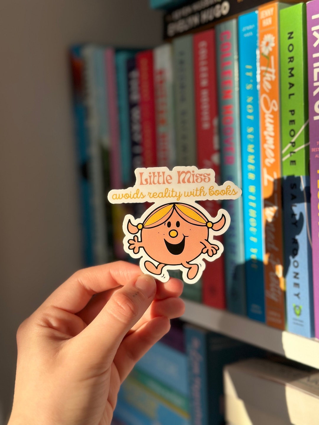 Little Miss Avoids Reality With Books Sticker, Little Miss Sticker ...