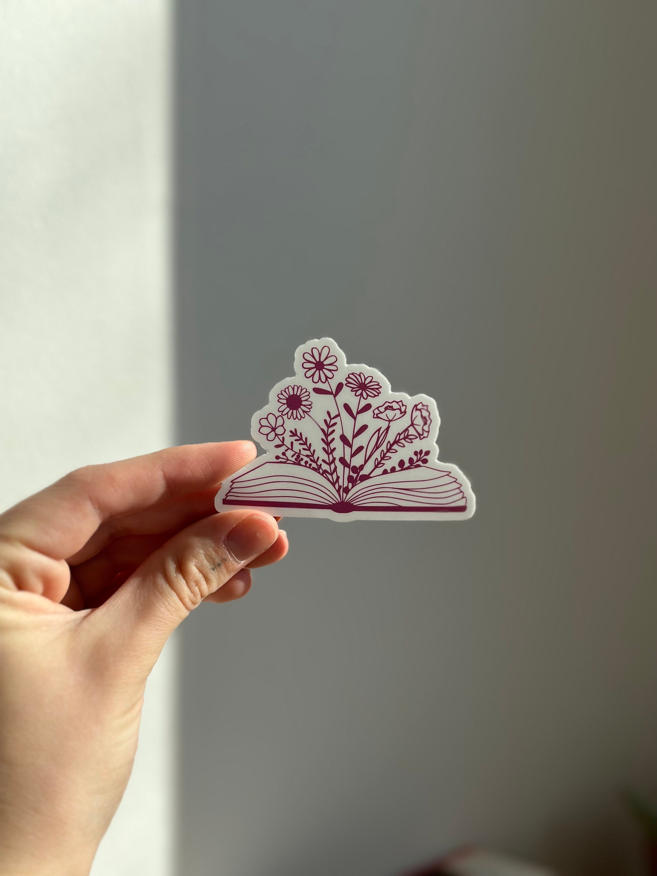 Floral Open Book Sticker, Cute Book Sticker, Floral Book Sticker, Book ...