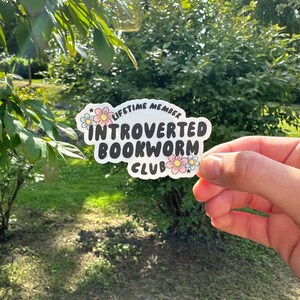 Introverted Bookworm Club Sticker, Reading Sticker, Cute Bookish ...