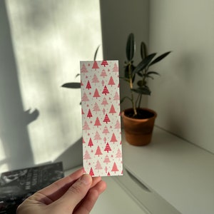 Pink Christmas Tree Pattern Bookmark, Holiday Bookmarks, Bookish Stuff ...