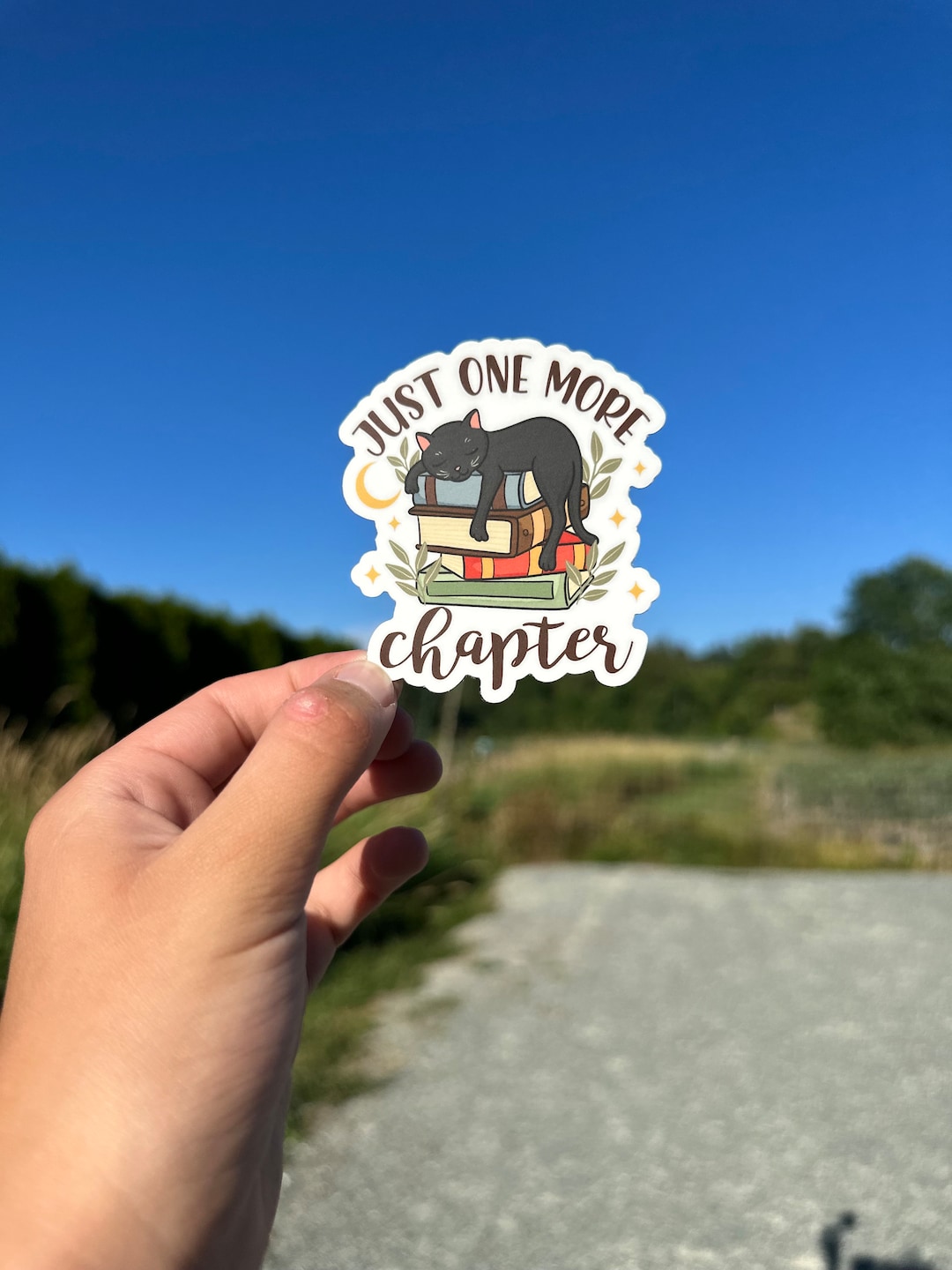 Just One More Chapter Cat Sticker, Book Obsessed, Bookish Sticker, Cute ...