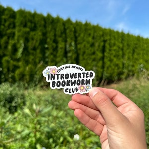 Introverted Bookworm Club Sticker, Reading Sticker, Cute Bookish ...