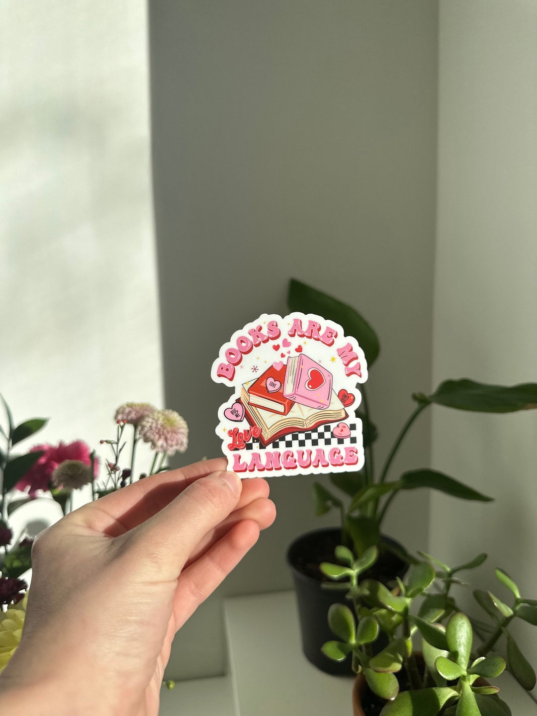 Books Are My Love Language Sticker, Book Lovers Sticker, Cute Bookish ...