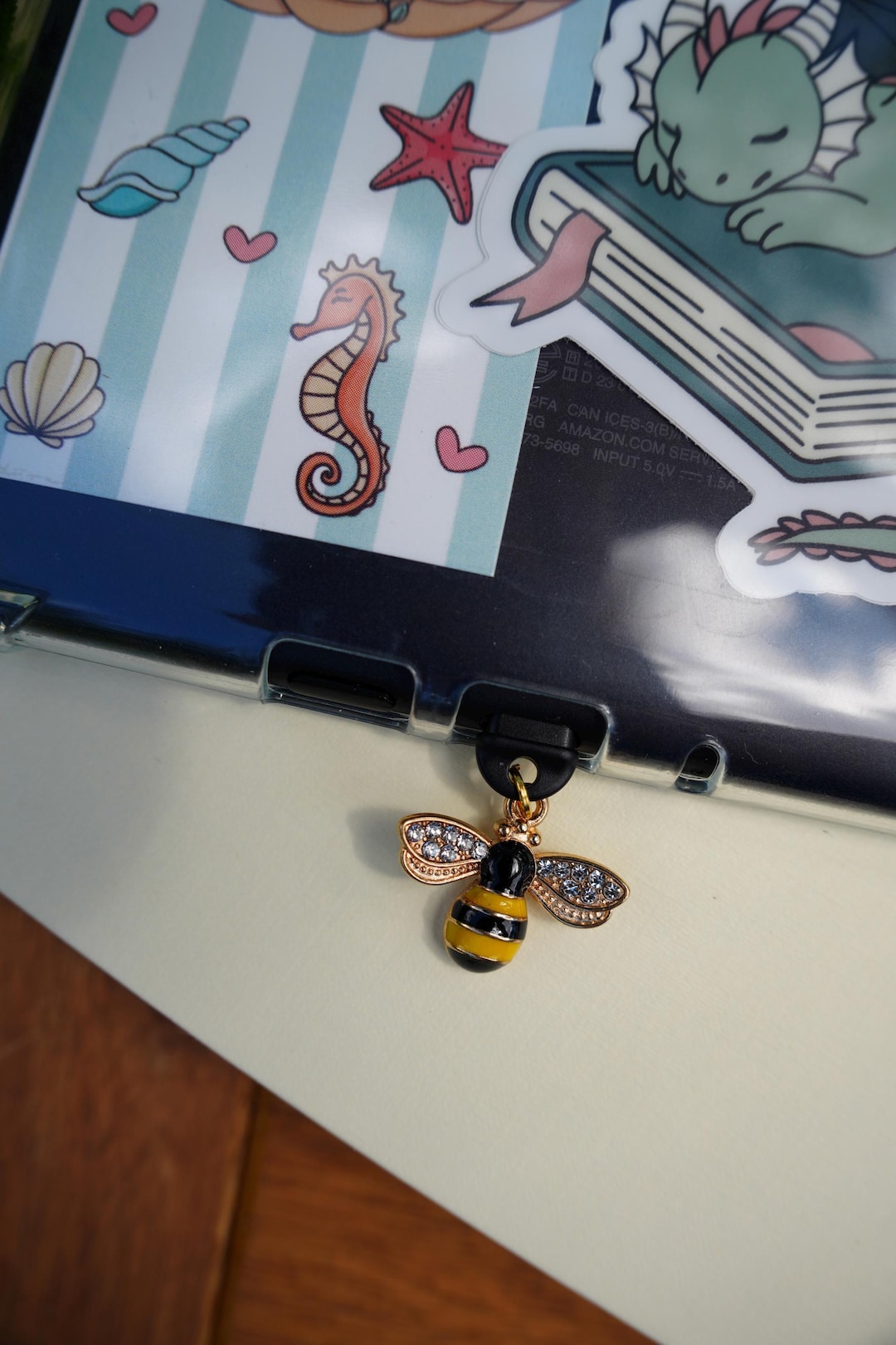 Bee Dust Plug Charm – Sparkly Bumblebee Accessory for Kindle, Kobo, or ...