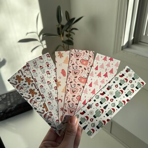 Pack of 6 Christmas/holiday Bookmarks, Gingerbread, Hot Cocoa, Snowman ...