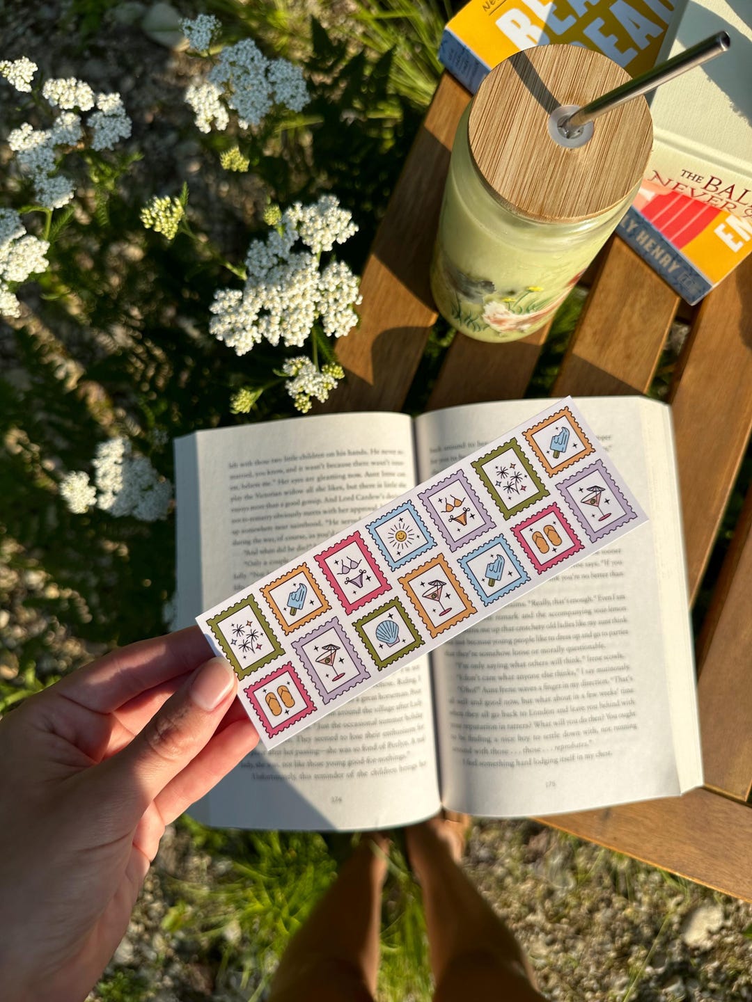 Summer Stamps Bookmark – Beach Postage Stamp Book Lover Gift, Colorful ...
