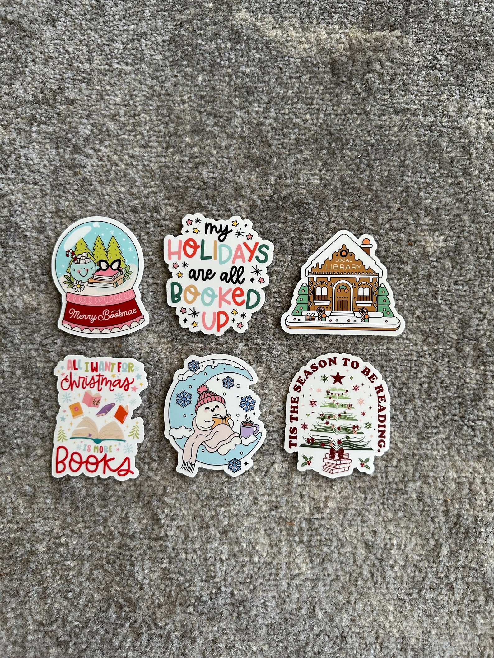 Pack of 18 Holiday Bookish Stickers, Christmas Stickers, Xmas Book ...