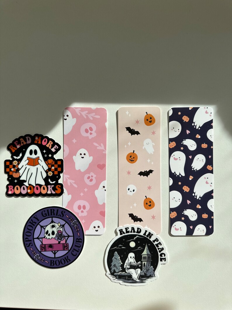 Spooky Bookish Bundle Pack 6 Items (3 Halloween Bookmarks and 3 ...