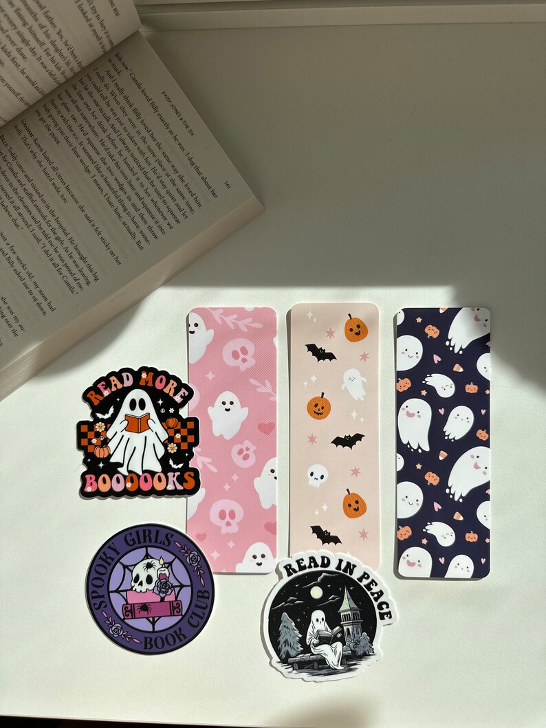Spooky Bookish Bundle Pack 6 Items (3 Halloween Bookmarks and 3 ...
