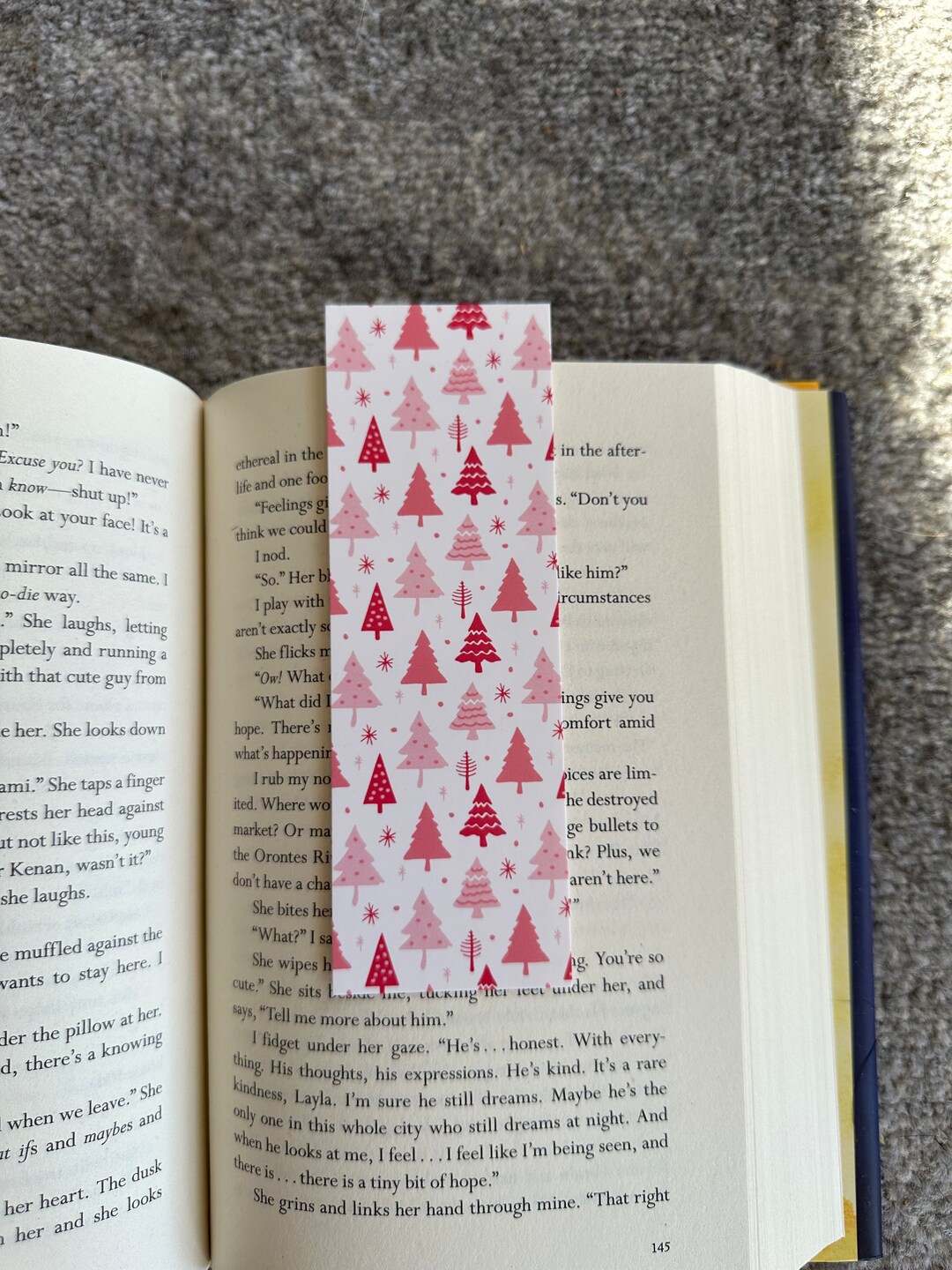 Pink Christmas Tree Pattern Bookmark, Holiday Bookmarks, Bookish Stuff ...