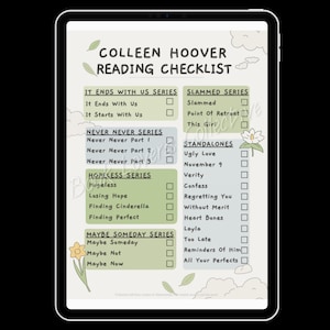 Colleen Hoover Reading Checklist, Printable Reading Checklist, Digital ...