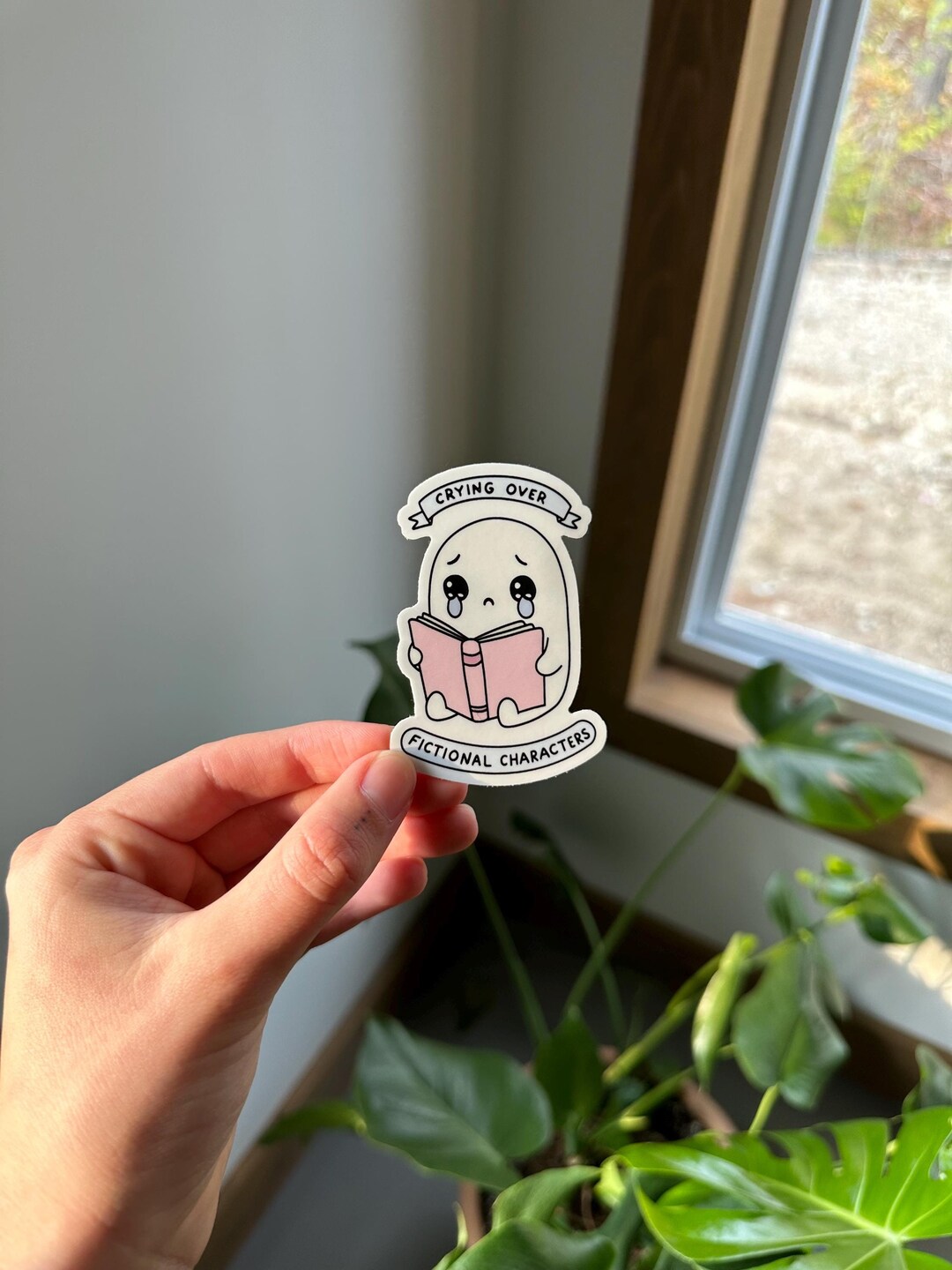 Crying Over Fictional Characters Ghostie Sticker, Bookish Sticker ...