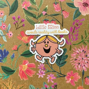 Little Miss Avoids Reality With Books Sticker, Little Miss Sticker ...