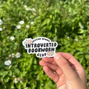 Introverted Bookworm Club Sticker, Reading Sticker, Cute Bookish ...