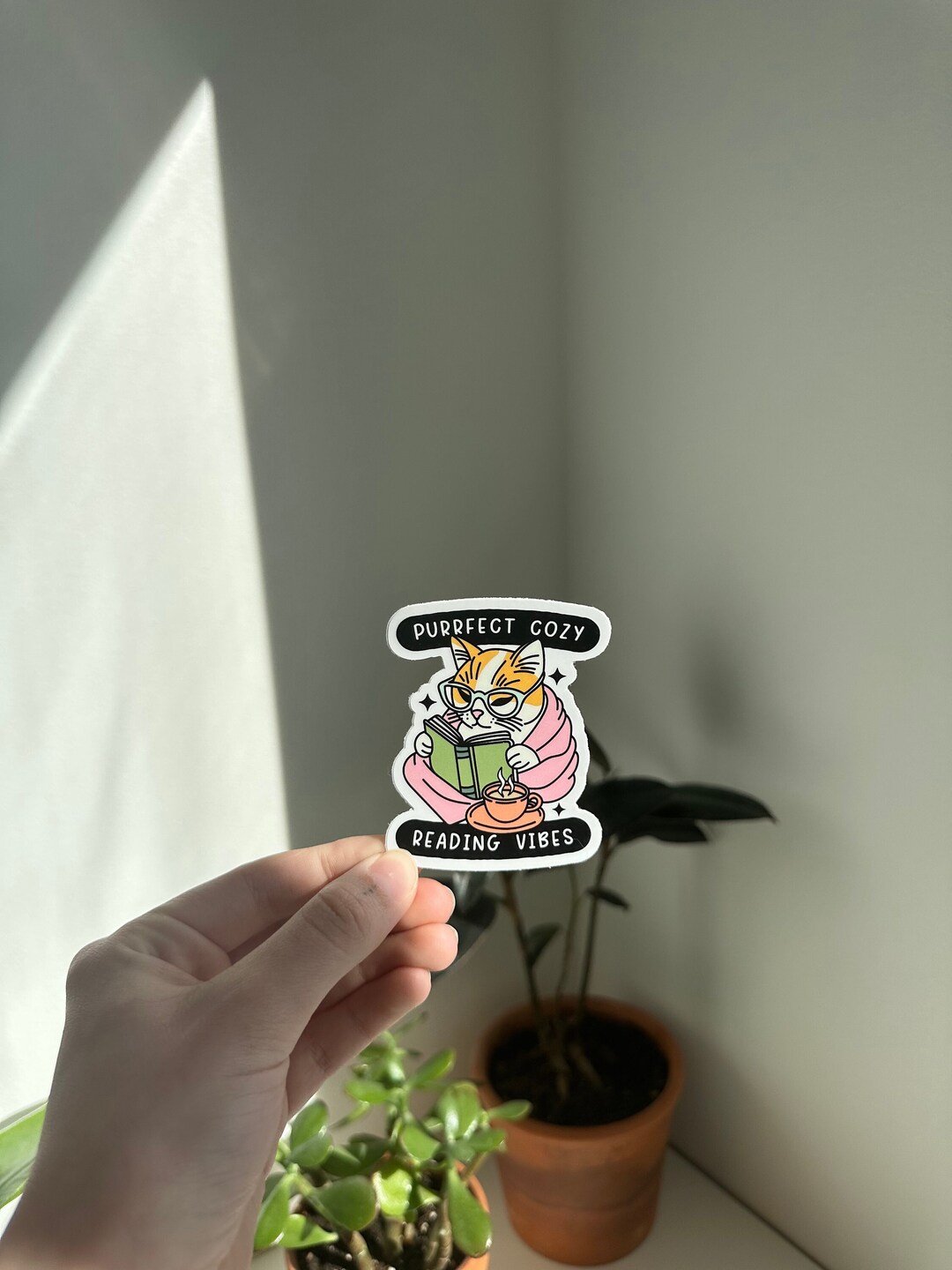 Purrfect Cozy Reading Vibes Sticker, Kindle Sticker, Cute Bookish ...
