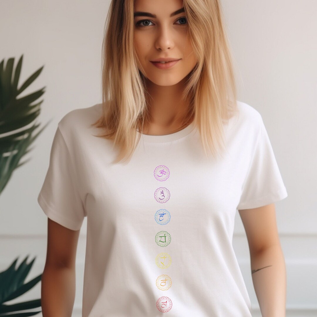 7 Chakras Pilates T-shirt, Spiritual Gift, Throat Chakra, Hippie & Alt ...