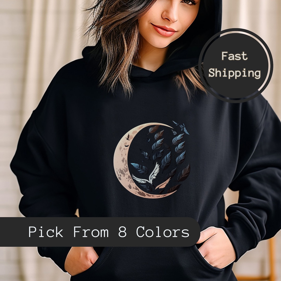 Crescent Moon Hoodie, Witch Moon Sweater, Celestial Sweatshirt ...