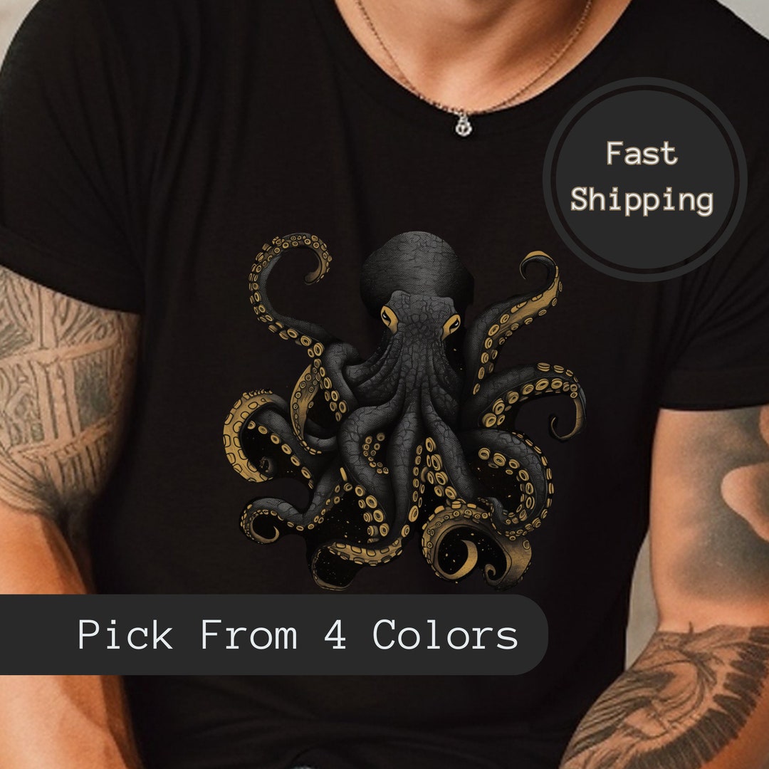 Octopus Japanese Calligraphy T-shirt Gyotaku Traditional Art - Etsy