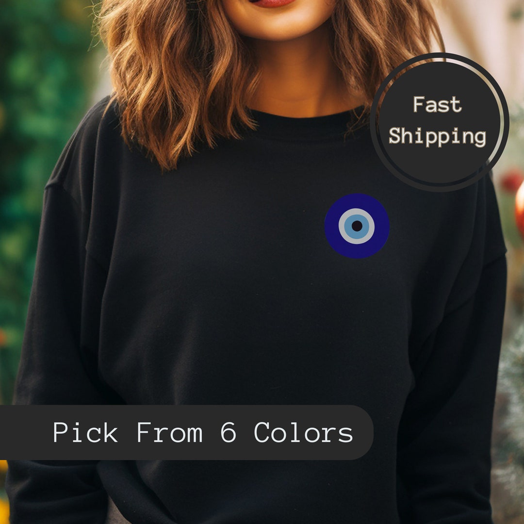 Embroidered Evil Eye Sweater, Good Luck Mystical Sweatshirt for Family ...