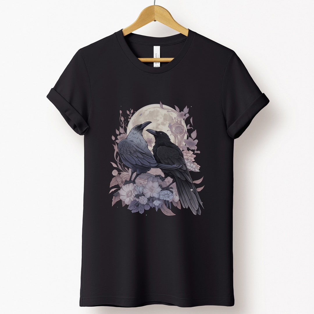 Celestial Ravens and Thistles Comfort Colors Shirt, Bird Lover Moon ...
