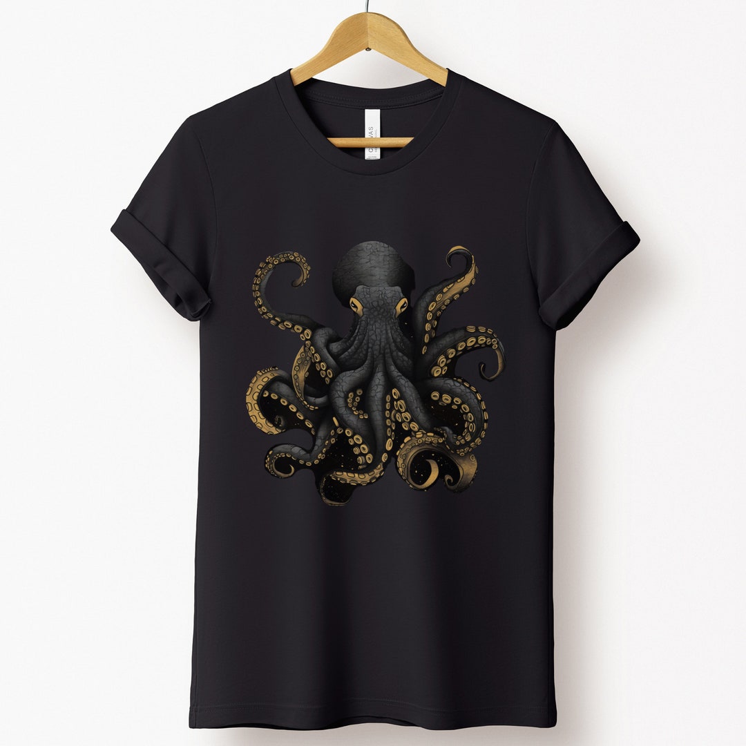 Octopus Japanese Calligraphy T-shirt, Gyotaku Traditional Art, Japan ...