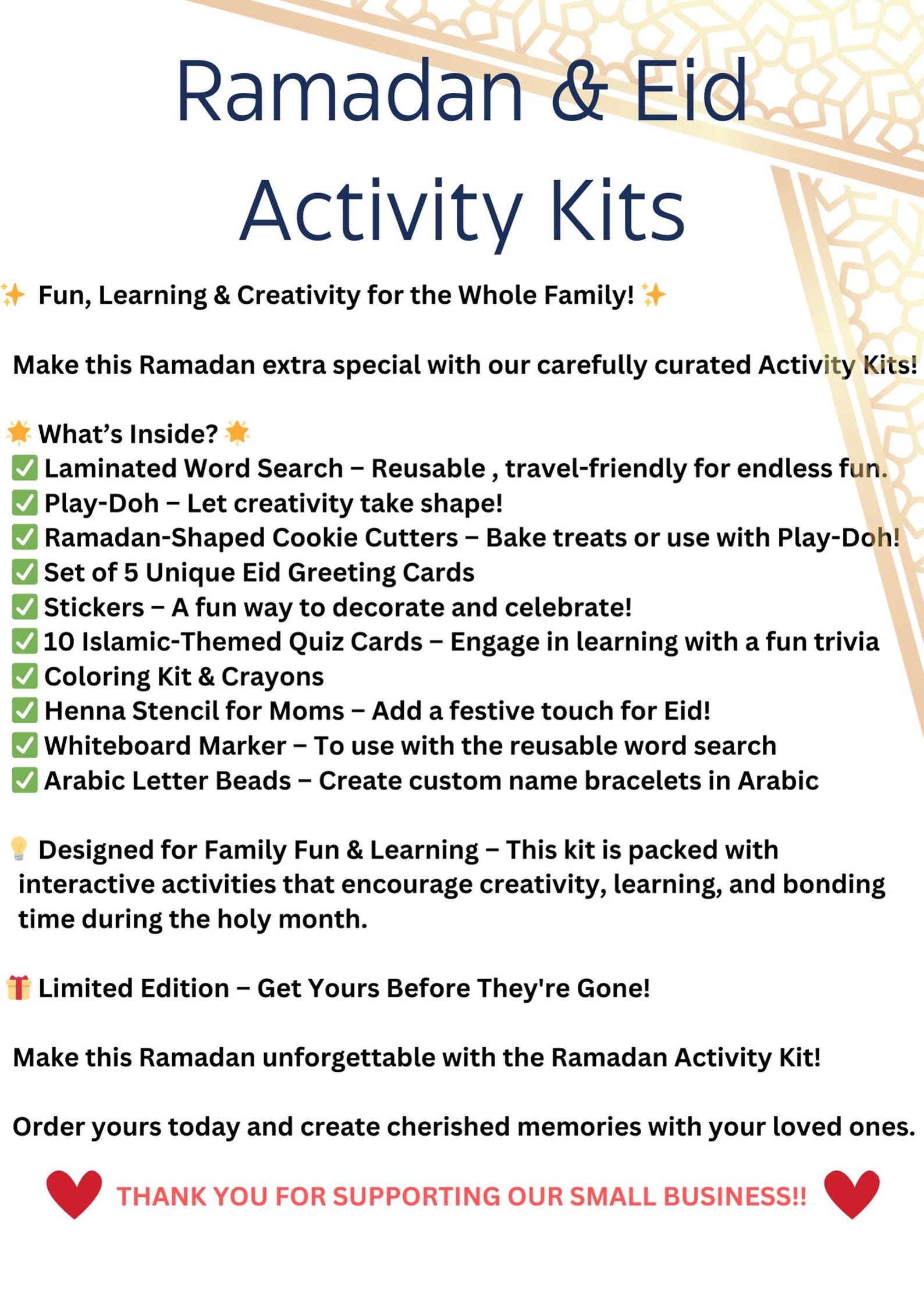 Ramadan and Eid Activity Kits for Kids - Etsy