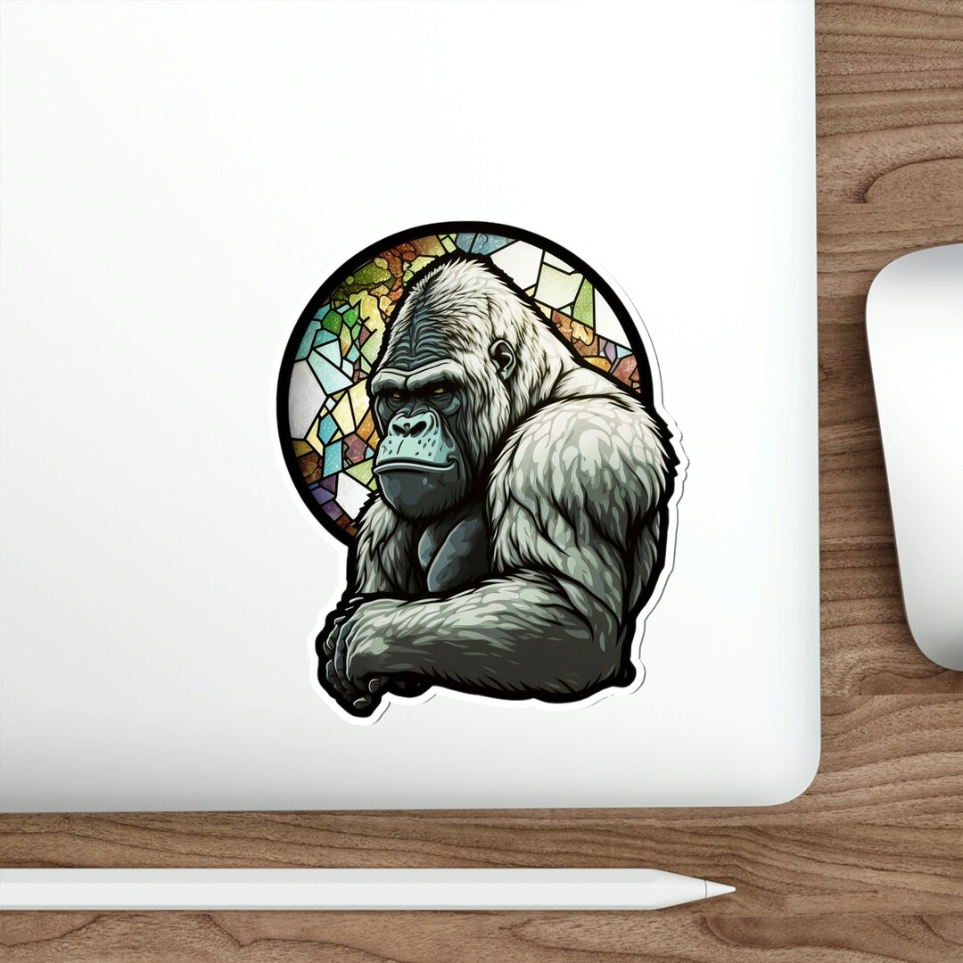 Stained Glass Gorilla Die Cut Sticker Add a Unique Touch to Your Water ...