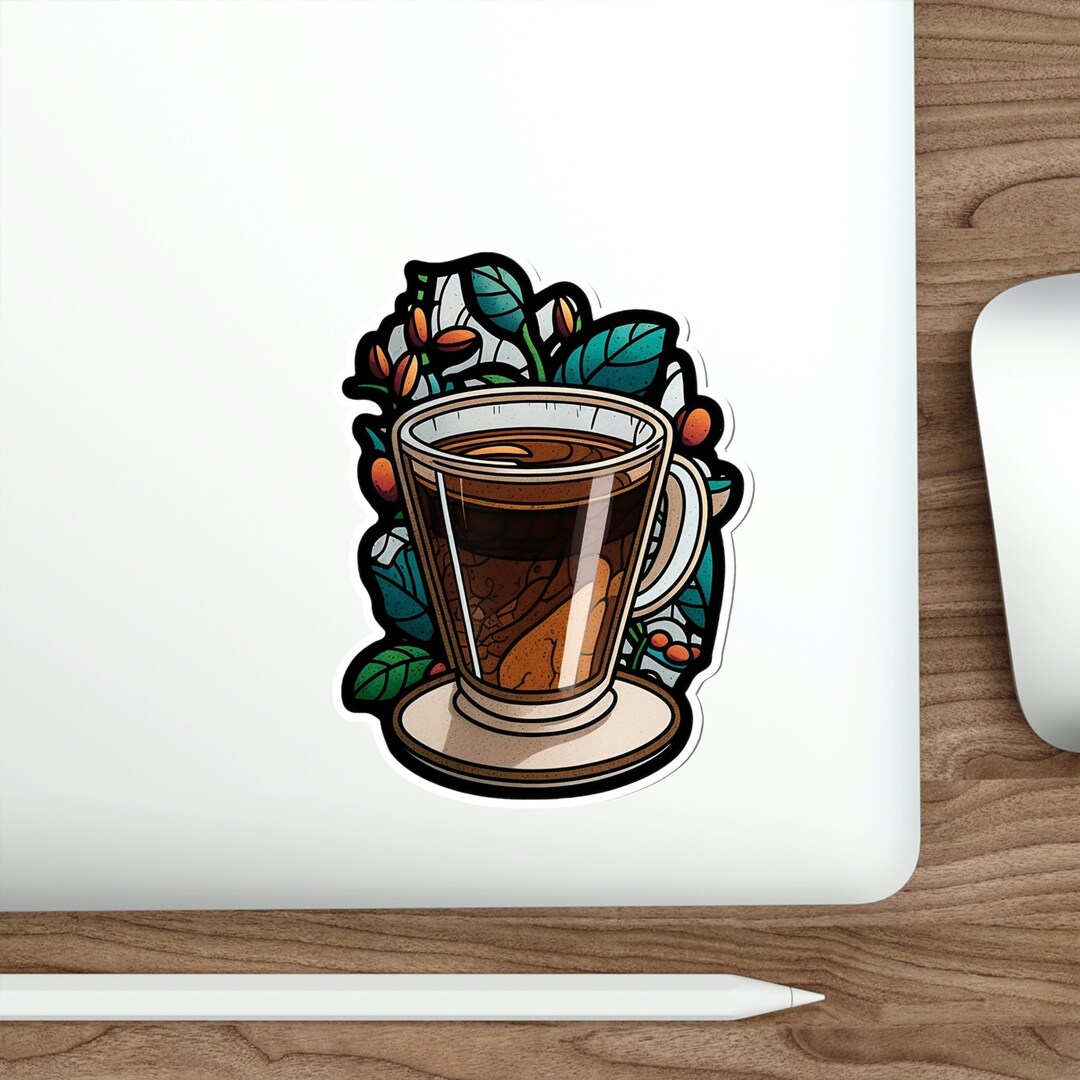 Stained Glass Coffee Lovers Sticker, Die-cut, Water Bottle Decor ...