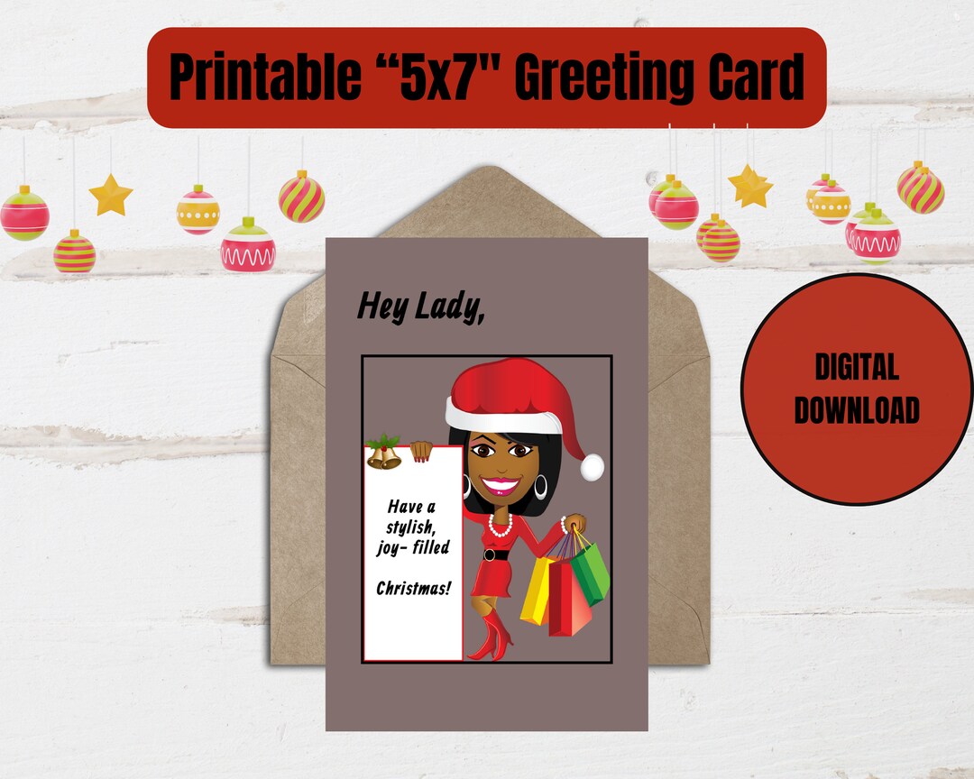 Cute African American Diva-themed Christmas Card - Etsy