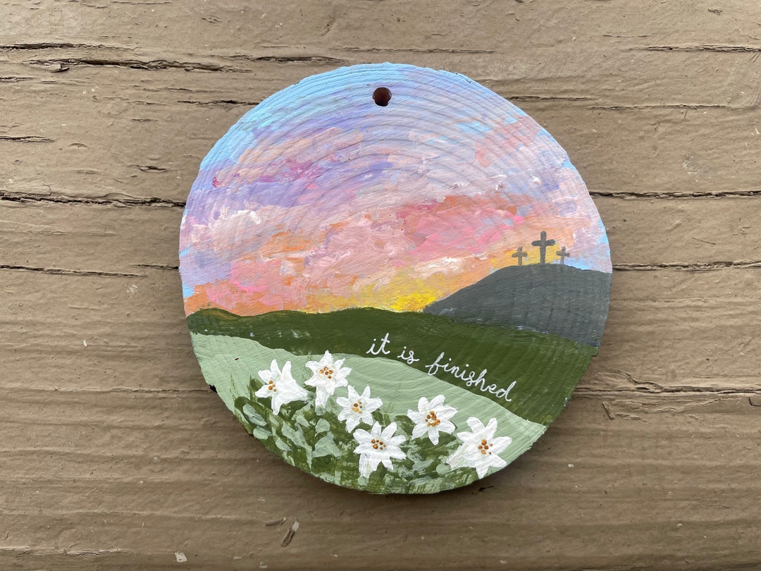 Handpainted "it is Finished" Easter Morning Scene Wooden Plaque - Etsy