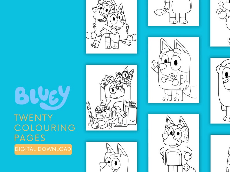 Bluey Characters Colouring Book Digital PDF - Etsy Australia