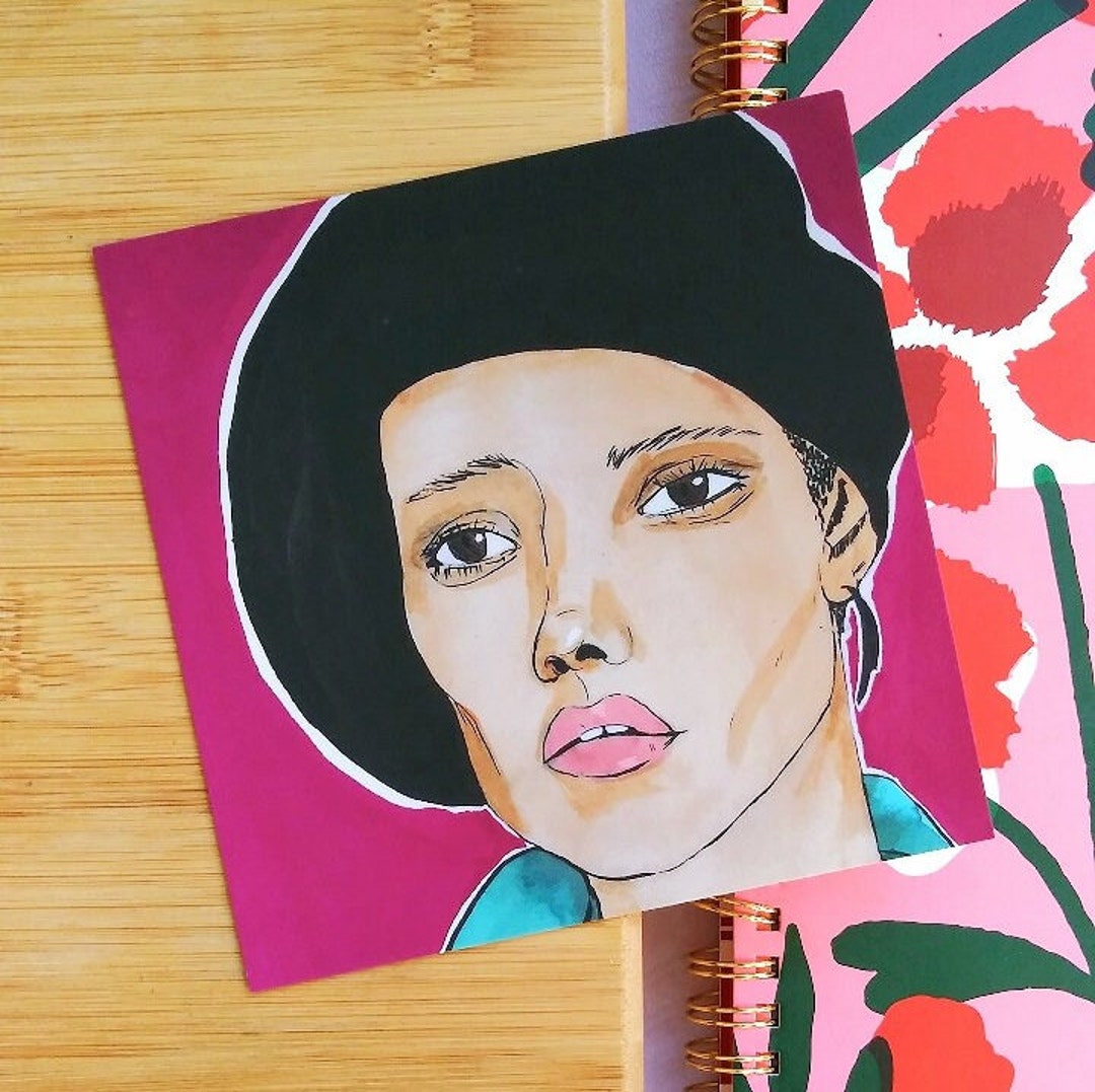 Raspberry Beret Square Postcard - Etsy