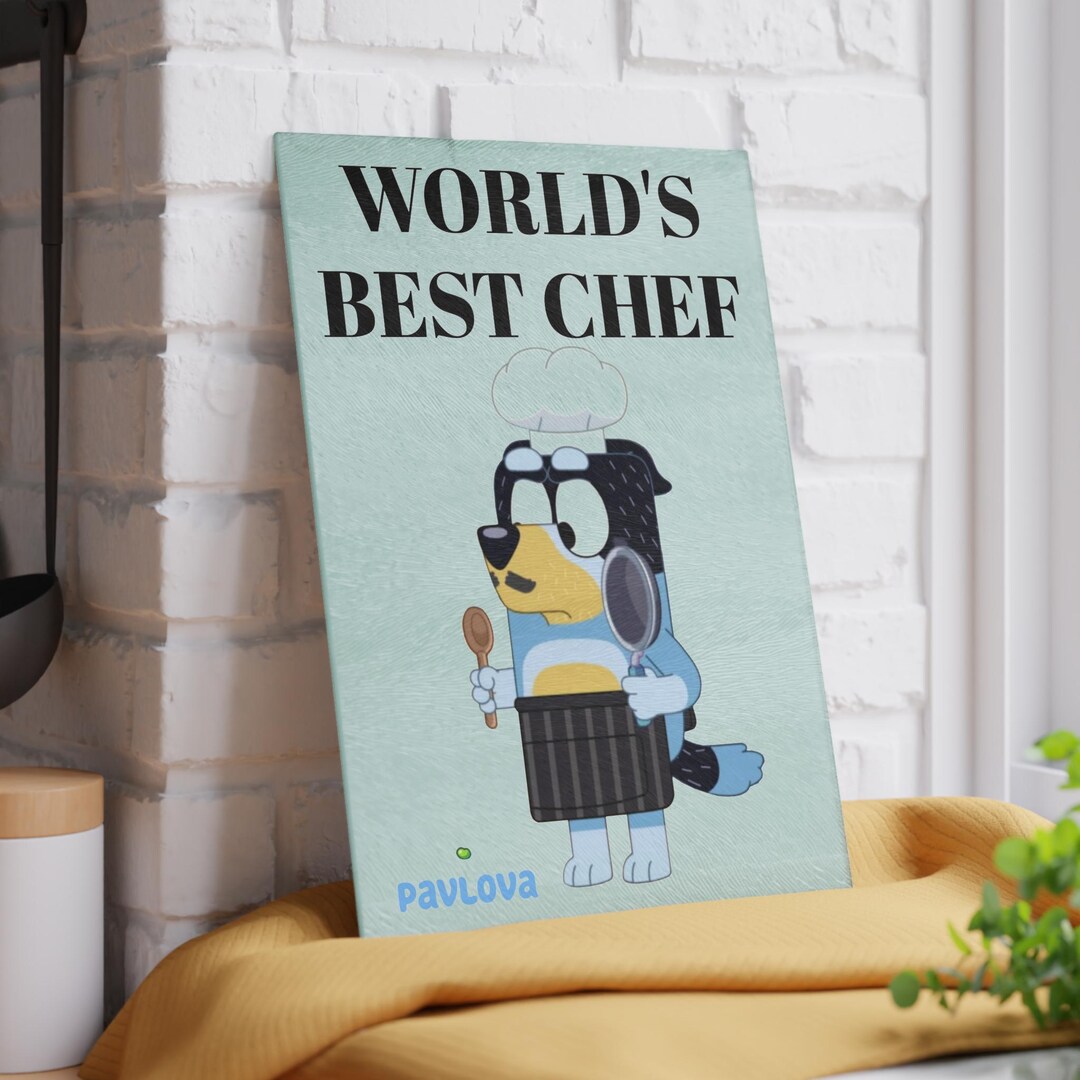 Bandit, Bluey Chef OOTW Glass Cutting Board - Etsy