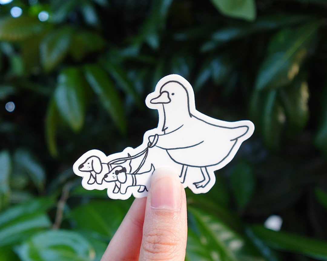 Duck Walking the Dogs Sticker | Waterproof Matte Vinyl Sticker - Etsy