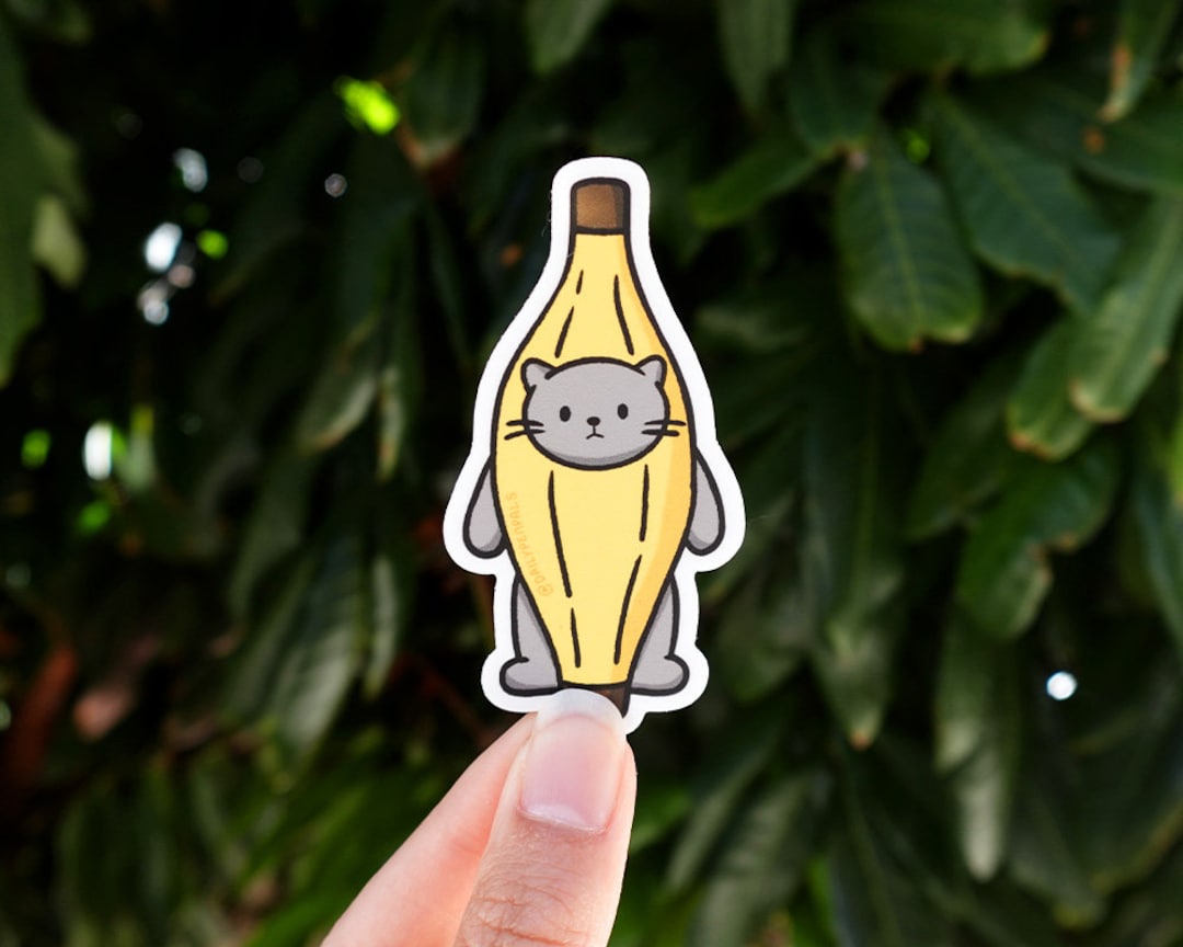 Banana Cat Sticker | Waterproof Matte Vinyl Sticker - Etsy