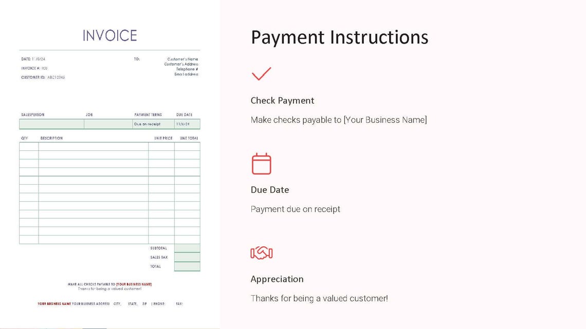 Invoice Template - Etsy