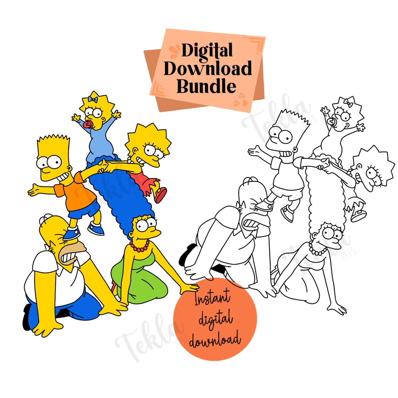 The Simpsons Family Digital Download Bundle, PNG File, File for Cricut ...