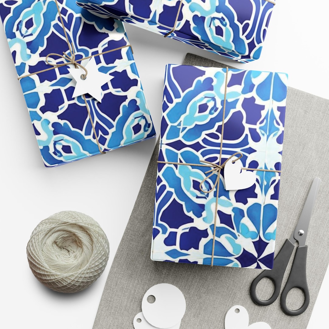 Custom Designed Elegant Blue Pattern Wrapping Paper - Etsy