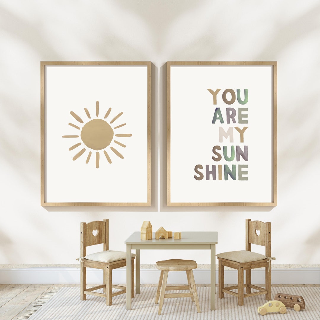 Set of 2 Neutral Sun and You Are My Sunshine Inspirational Quote ...