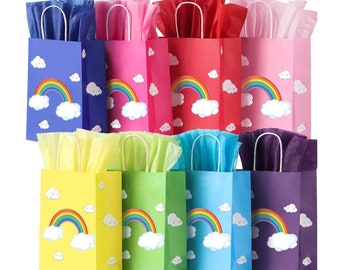 Rainbow Theme Party Treats Bags, Cloud Printed Favor Bags, Paper Goody ...